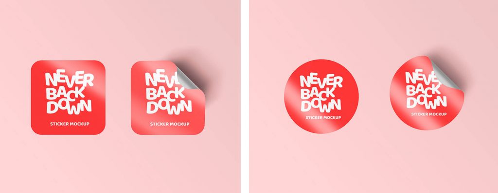 Round and Square Curl Edged Sticker Mockups Free PSD - PsFiles