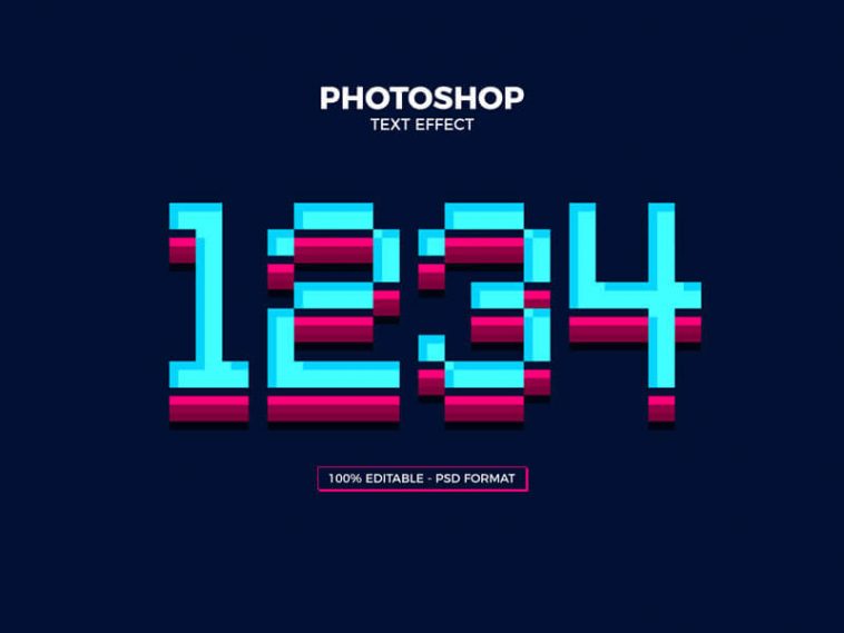 Free Code Pixelated 3D Photoshop Text Effect PSD - PsFiles