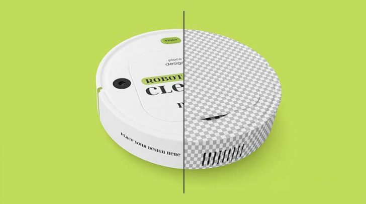 Free Robot Vacuum Cleaner Mockup 2 PSD set - PsFiles