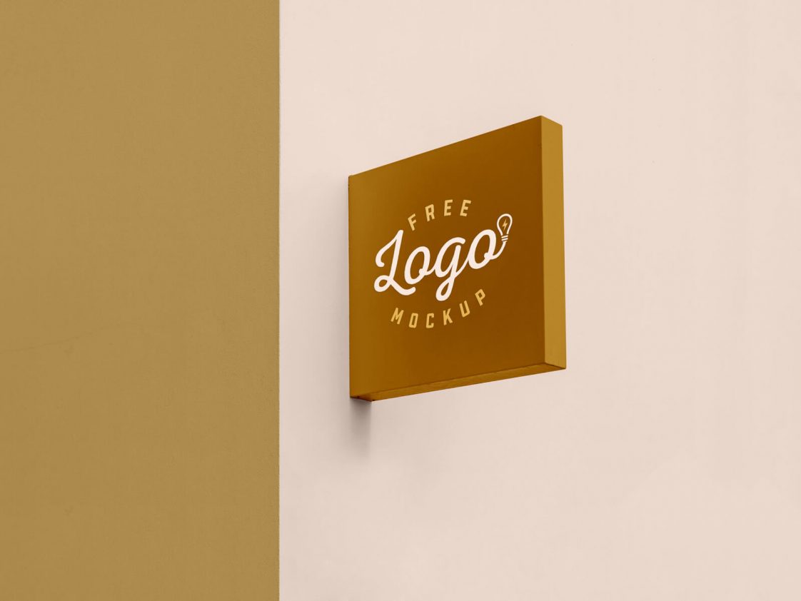Free Square Logo Signage Board Mockup PSD - PsFiles