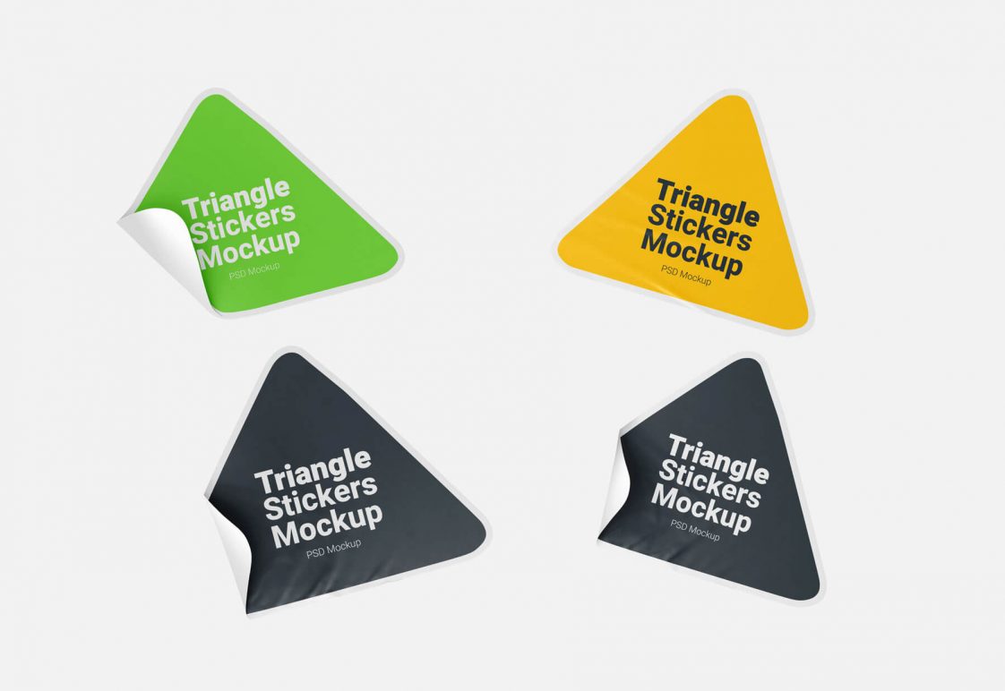 Free Triangle Shape Sticker Mockups PSD Set - PsFiles