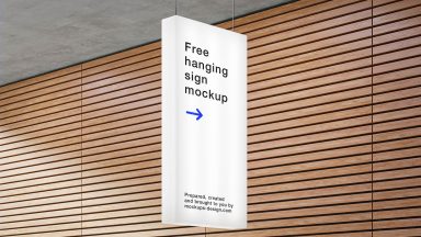 Free Hanging Direction Sign Mockup - PsFiles