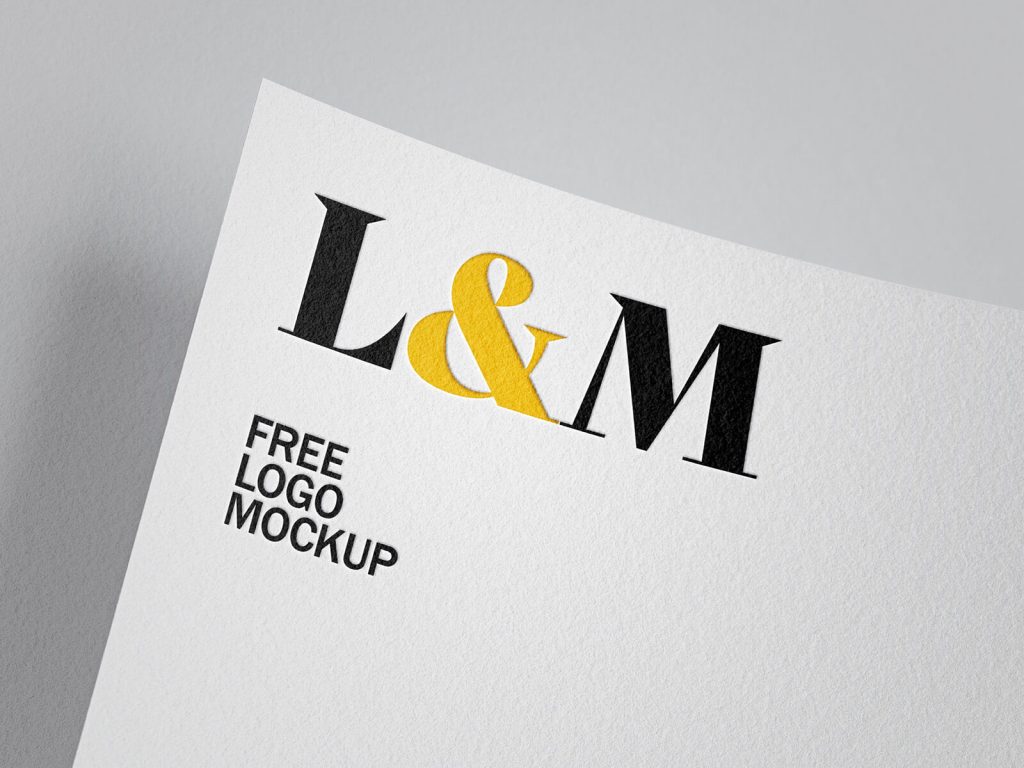 Free LetterPress Logo on White Paper Mockup PSD set - PsFiles