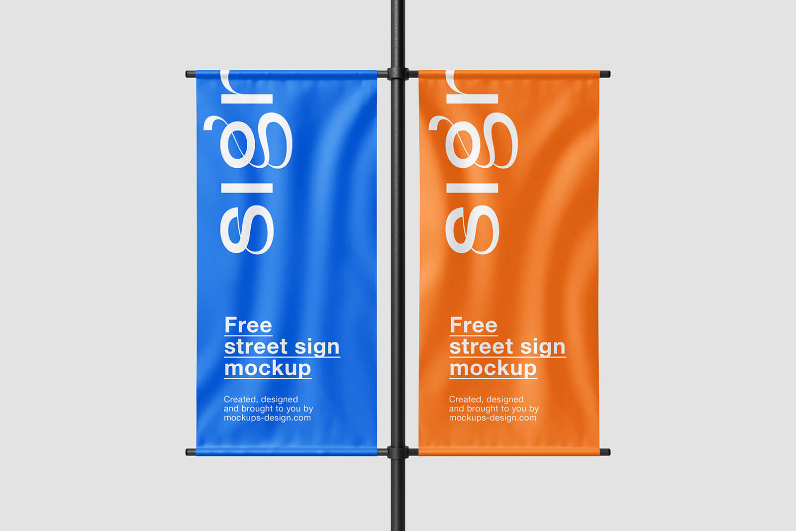 Free Street Pole Banner Mockup 3 PSD set - PsFiles