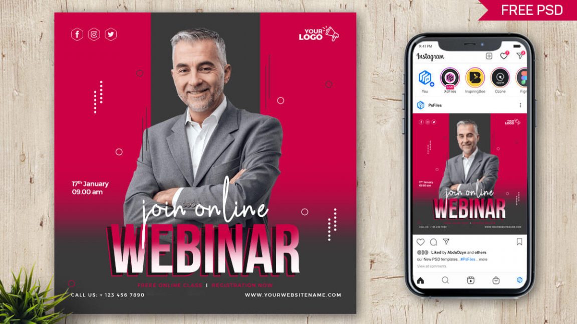 Webinar Social Media Poster Design Template Free PSD