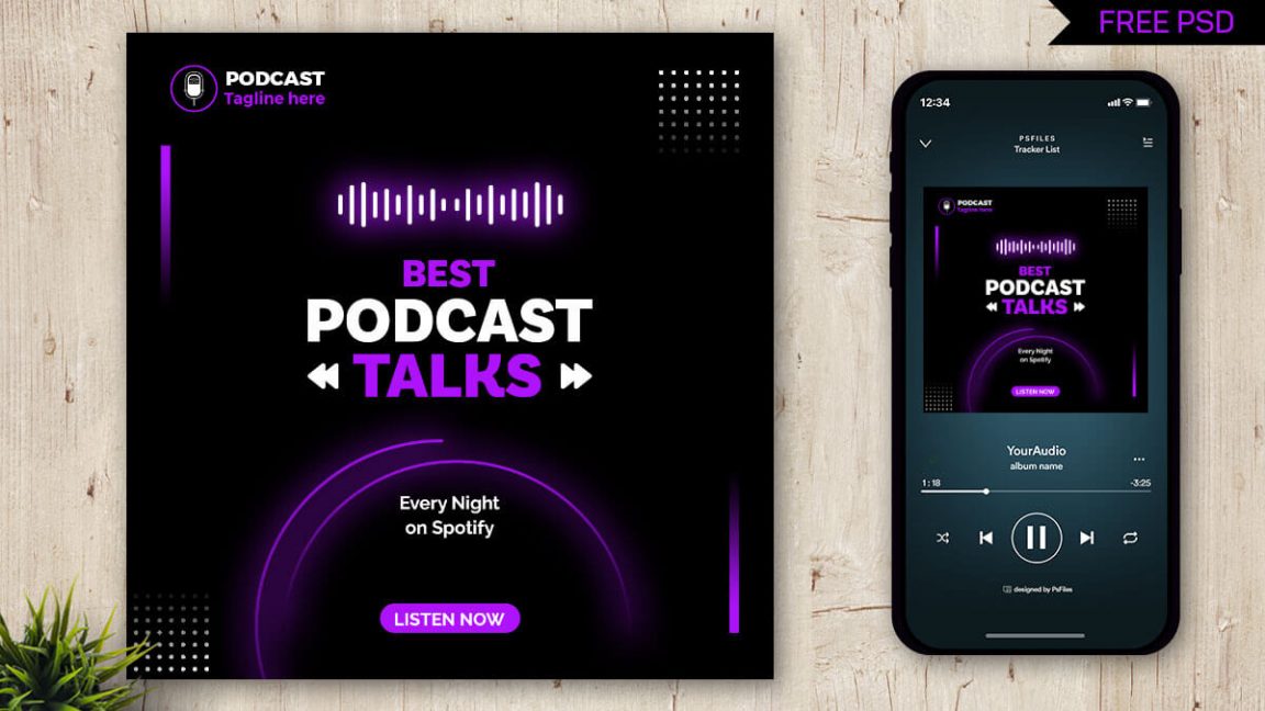 Free Podcast Cover Art Template Design PSD - PsFiles
