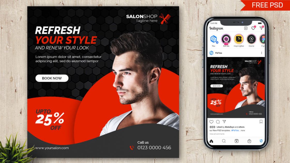 Free Beauty Spa Parlour Salon Social Ad Post PSD Template - PsFiles