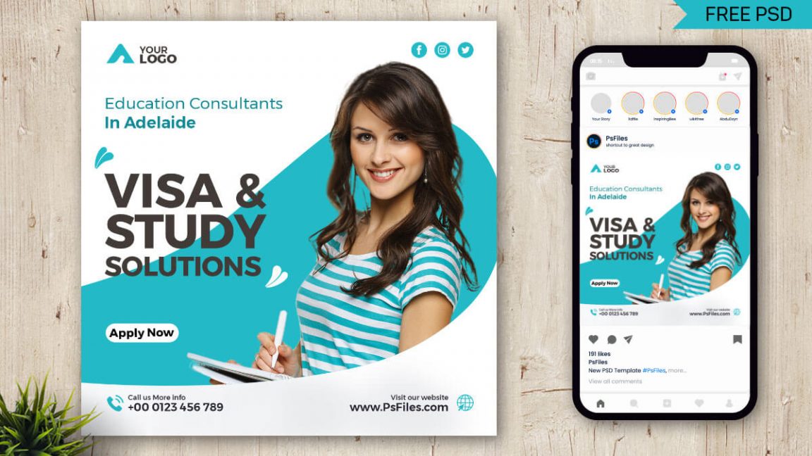 Free Creative Instagram Post Design Template PSD for College Admission ...