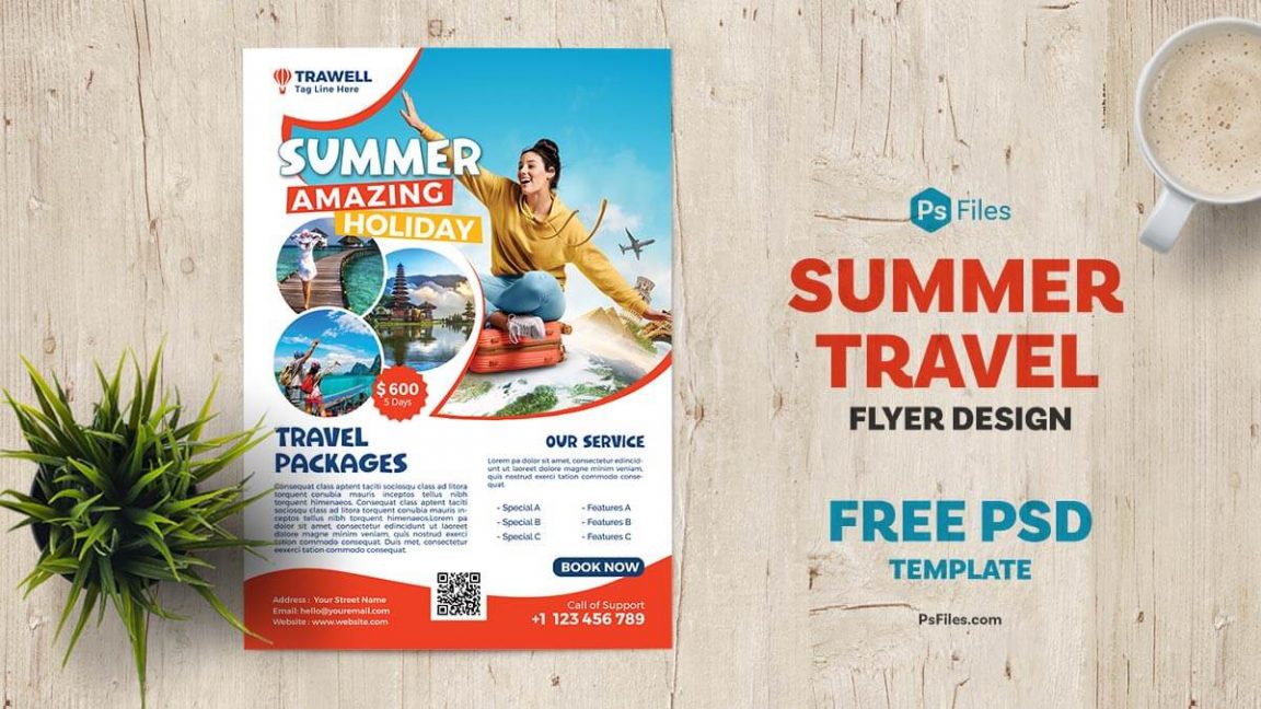 Free Tour Package Travel Ticket Gift Card Design PSD Template - PsFiles