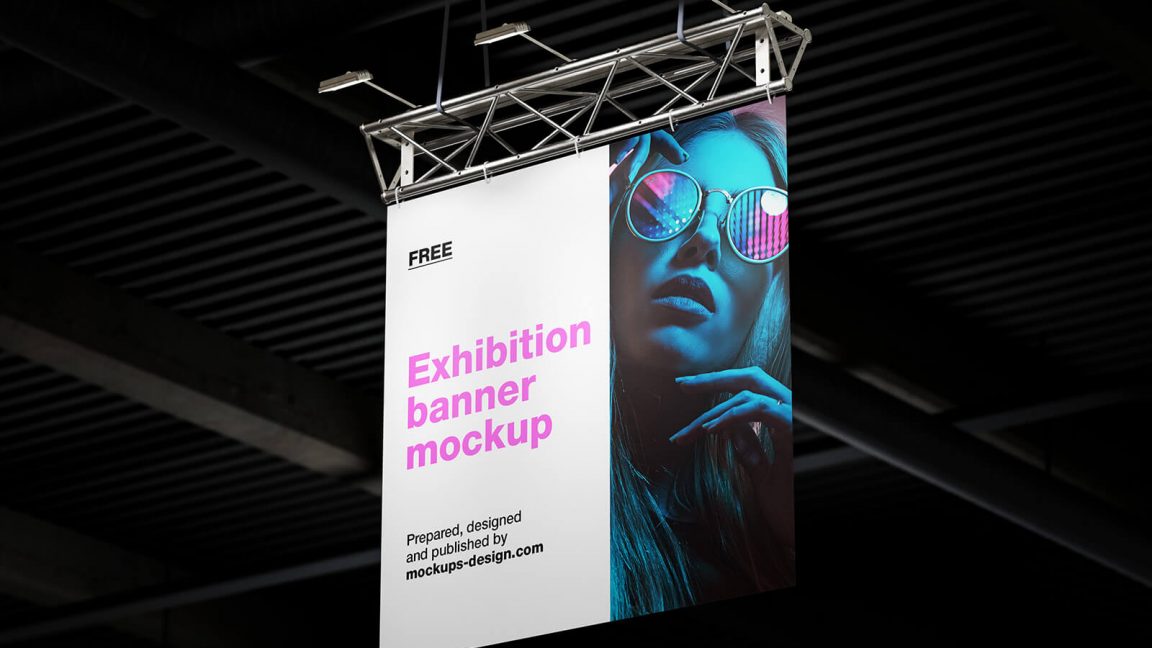 Free Trade Show Hanging Signage Mockup PSD - PsFiles