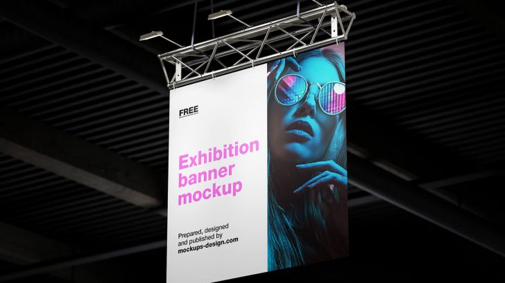 Free Drop Down Hanging Banner Mockup PSD - PsFiles