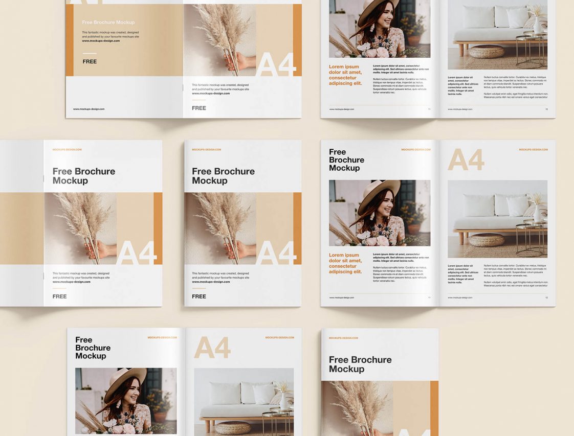 Free A4 Saddle Stitch Brochure Mockup PSD Set - PsFiles