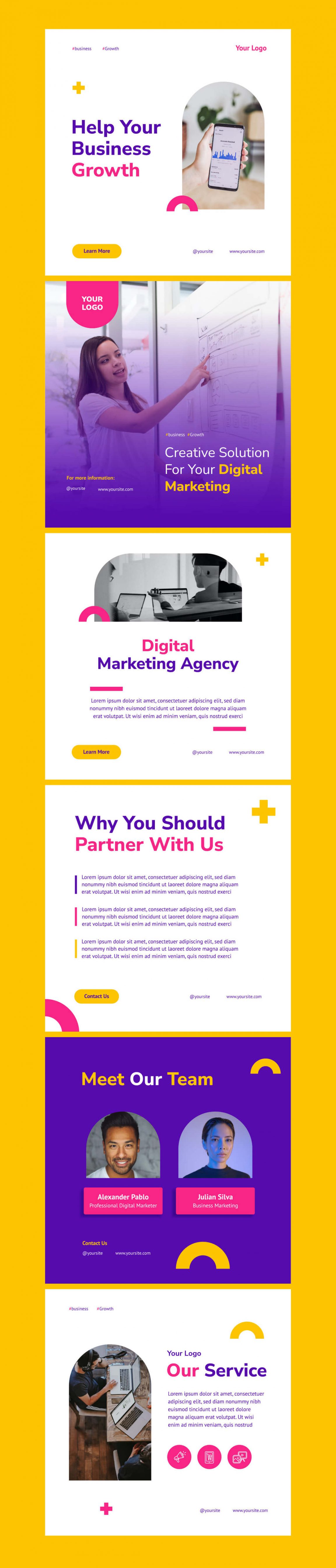 Free Digital Agency Instagram Carousel Slides Post Template PSD