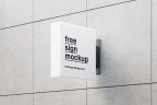 Square Sign Box Mockups On a Building Wall - PsFiles