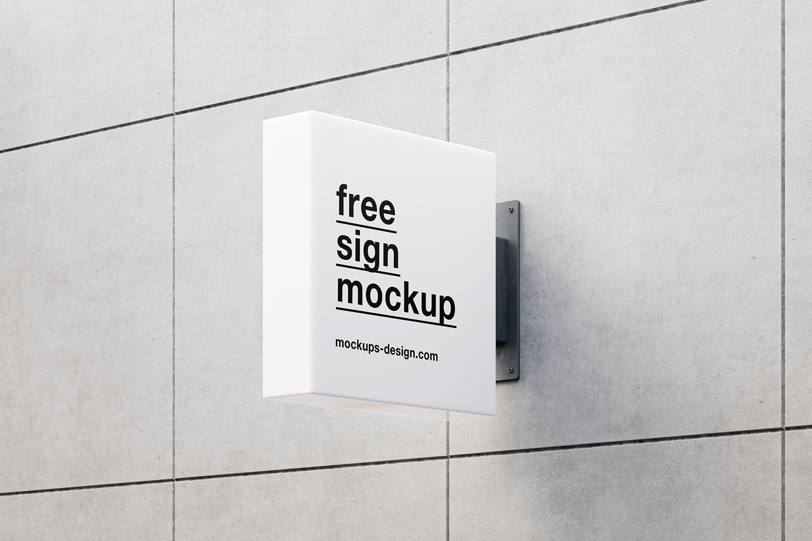 Square Sign Box Mockups On a Building Wall - PsFiles