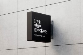 Square Sign Box Mockups On a Building Wall - PsFiles
