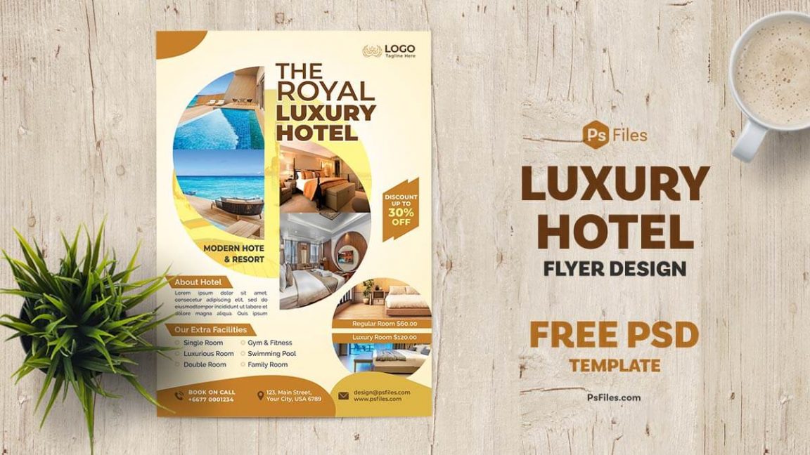 Luxury Hotel and Resorts Flyer Design Free PSD Template - PsFiles