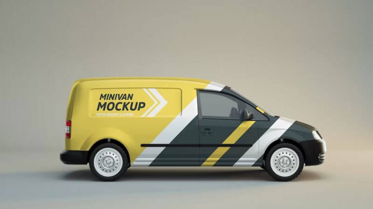 Free Mini Bus Mockup PSD - PsFiles