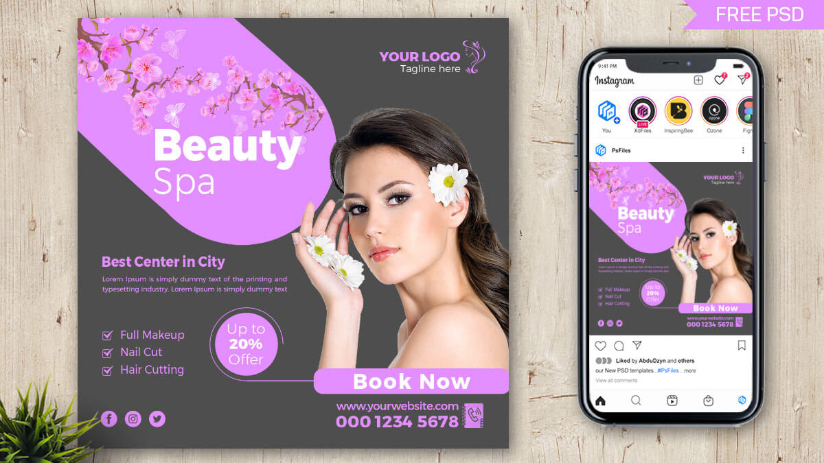 Free Beauty Parlour and Spa Business Card Design PSD Template - Free ...