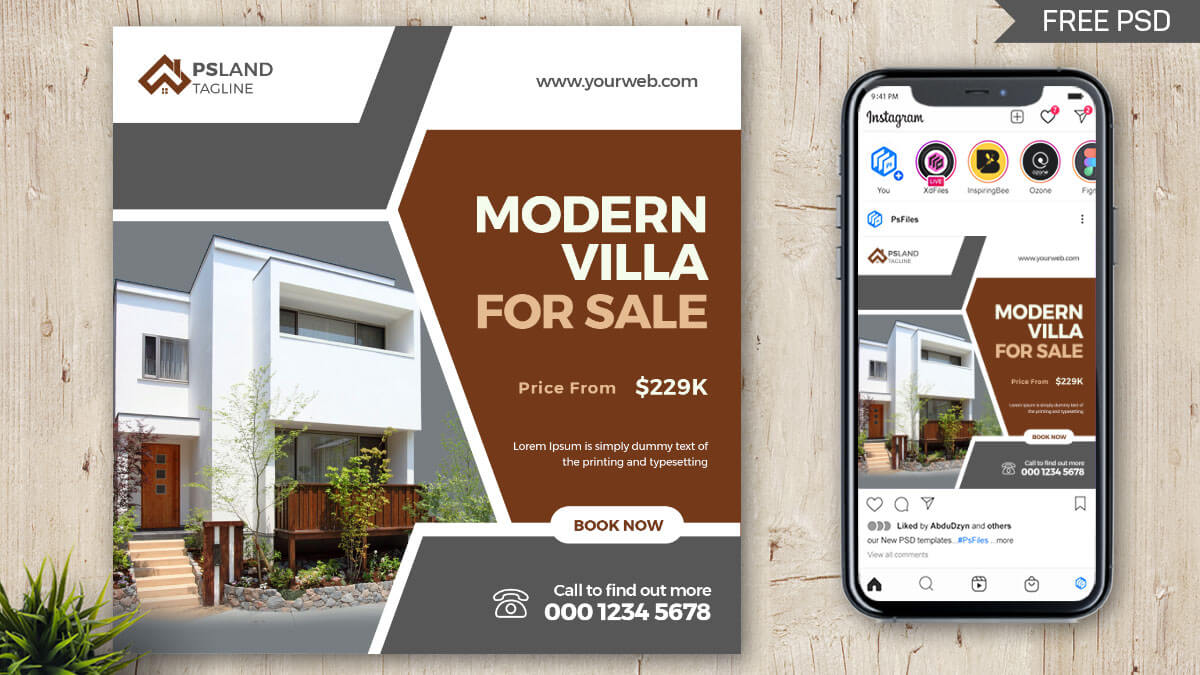Free Minimalist Interior Design Instagram Post Template PSD