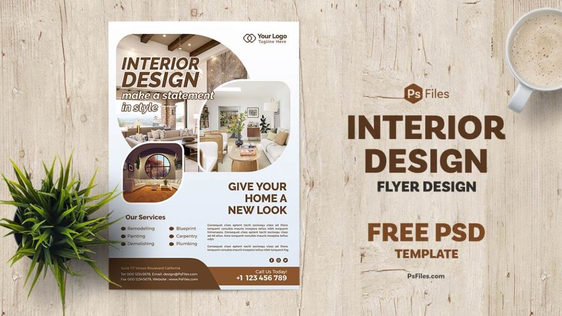 Interior Design Business Free Flyer PSD Template - PsFiles