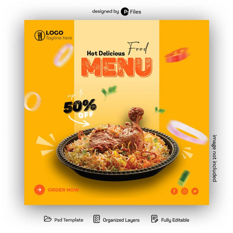 Tasty Food Menu Free Instagram Post Design Psd Template Psfiles