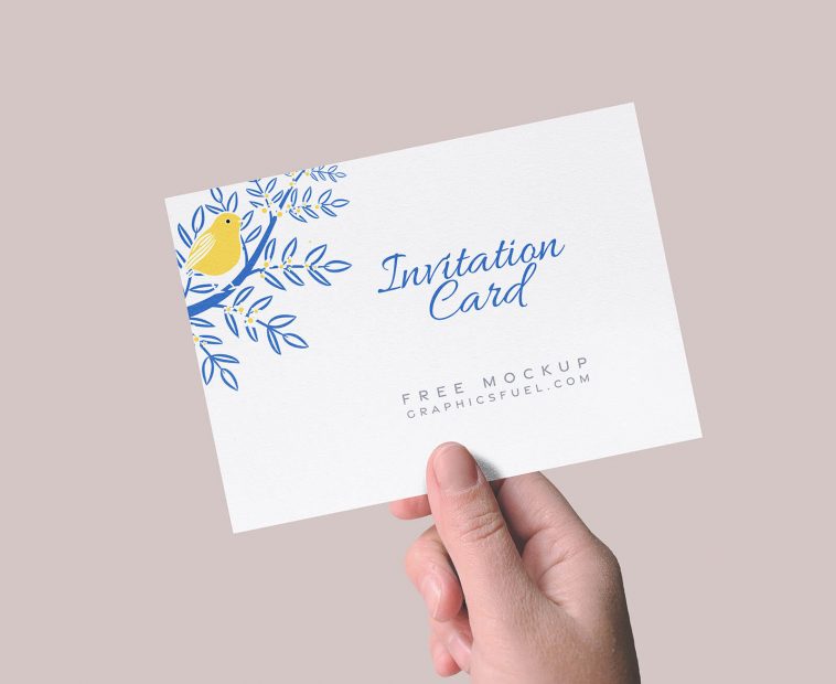 Free Hand Holding Invitation Card Mockup 2 PSD - PsFiles