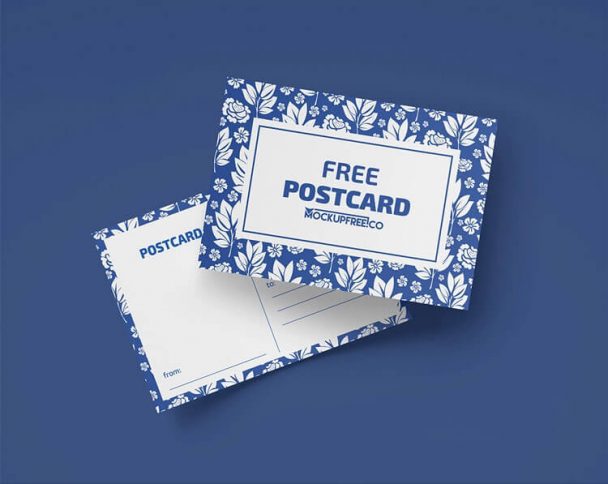2 Free Post Cards Mockups PSD in Front and Back View - PsFiles