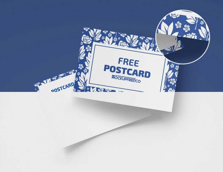 2 Free Post Cards Mockups PSD in Front and Back View - PsFiles