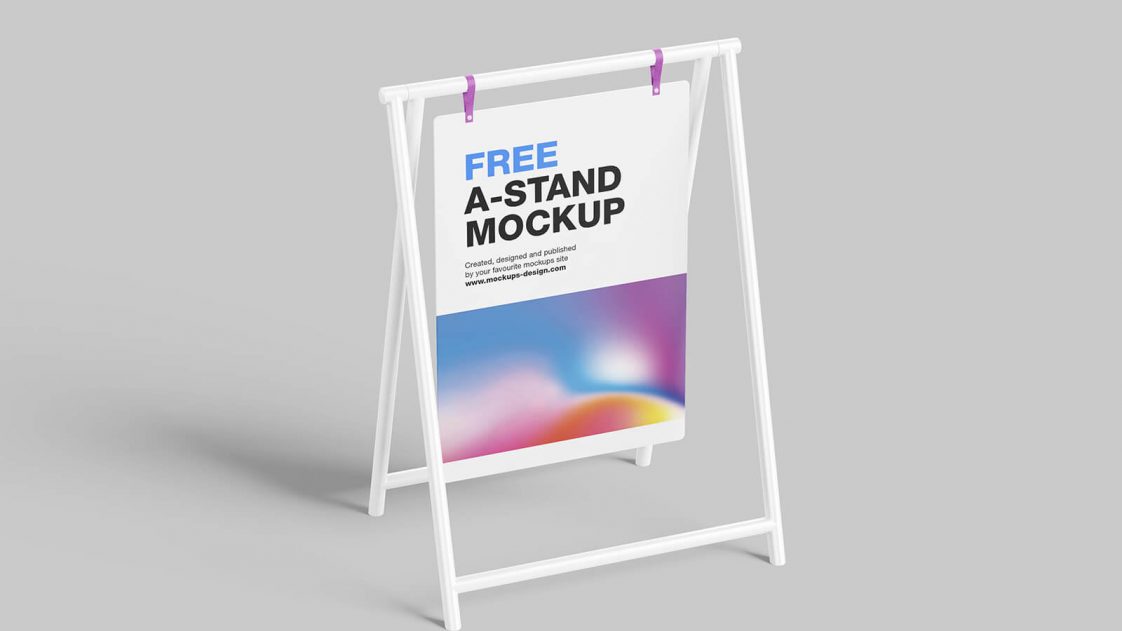 Free Front View Advertising A Stand Mockup PSD - PsFiles