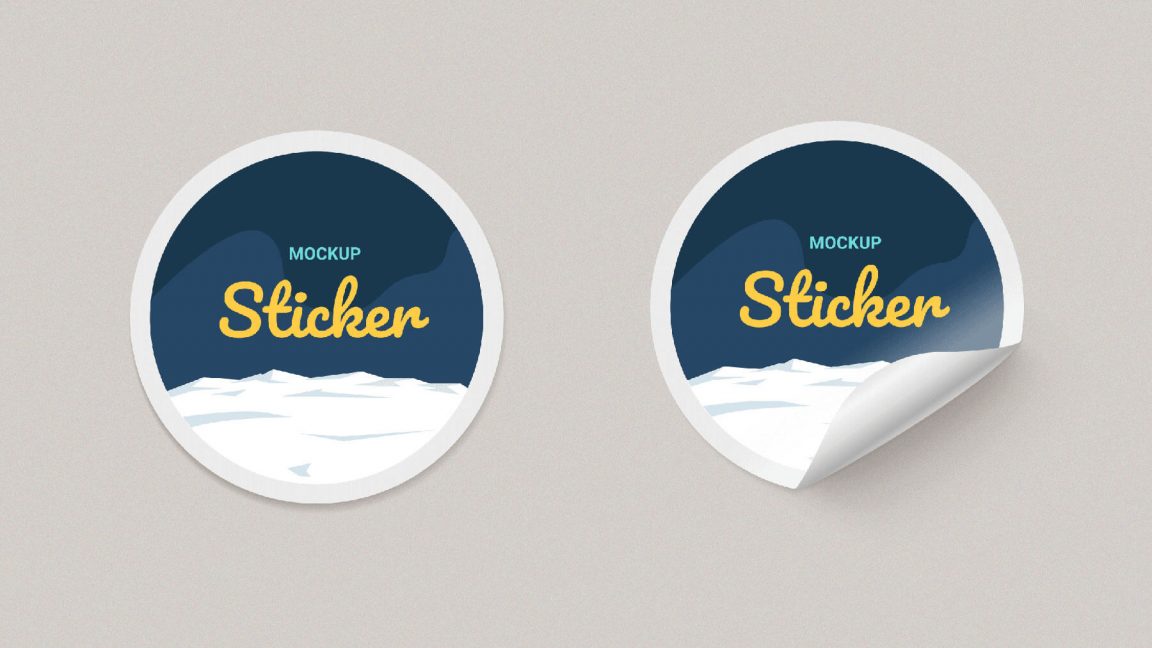 Free Round Stickers Mockup on Plastic Cover - PsFiles