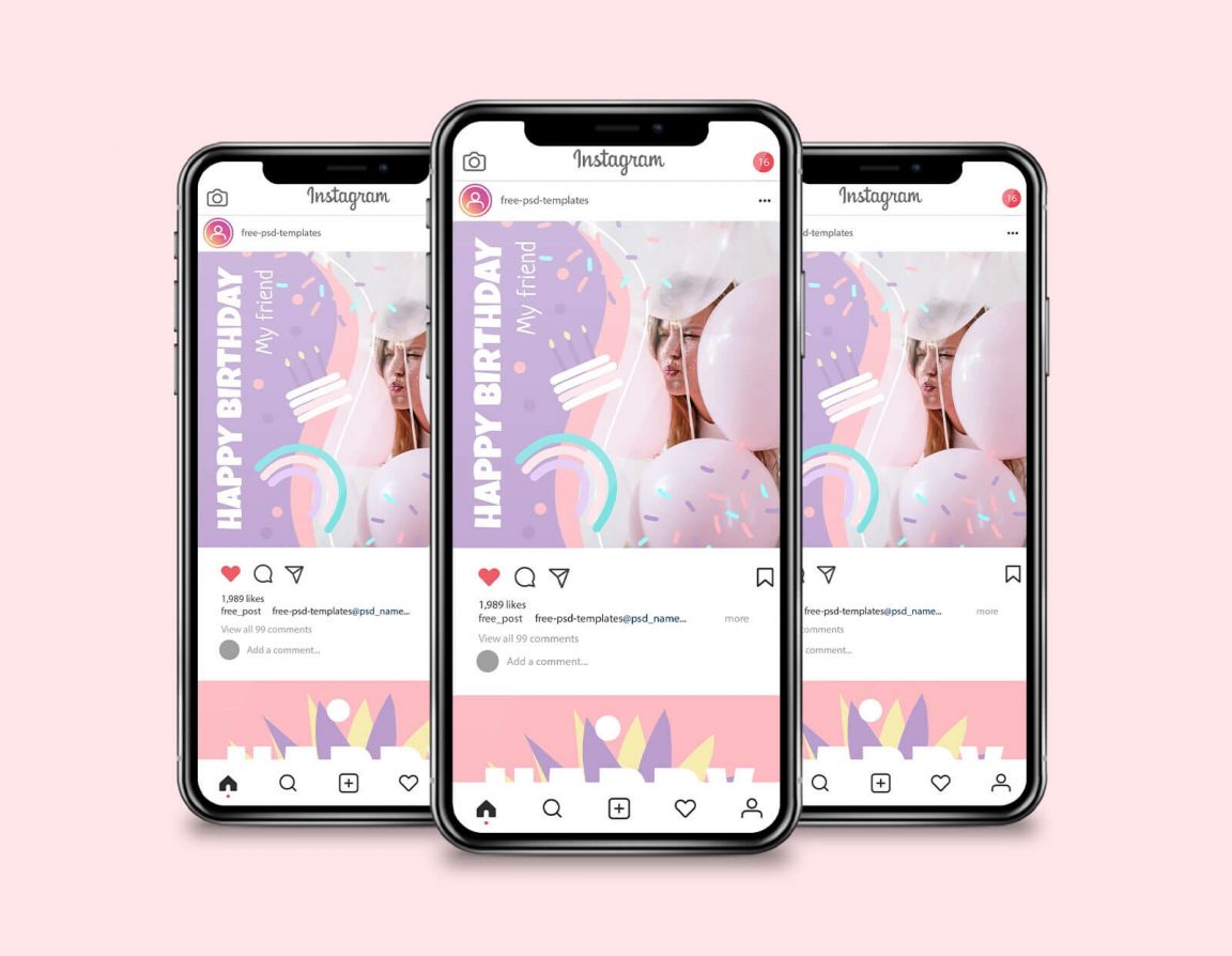Free Birthday Party Instagram Posts PSD Templates - PsFiles