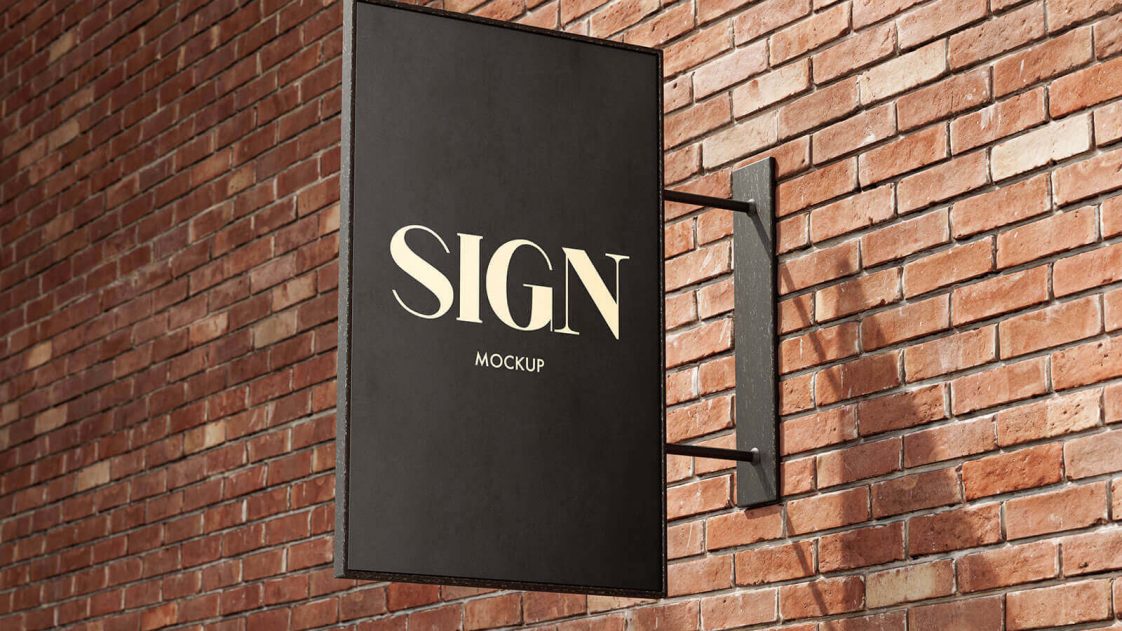 Metal Signage Mockup on Building - PsFiles