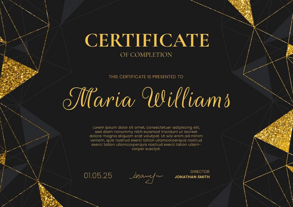 Free Completion Certificate Design PSD Template - PsFiles