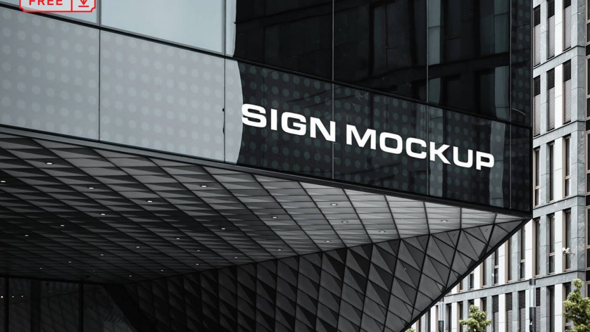 Free Building Logo Sign Mockup PSD - PsFiles