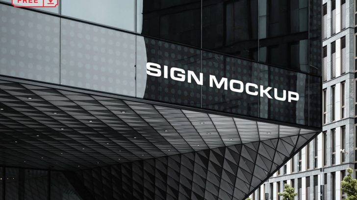 Free Building Logo Sign Mockup PSD - PsFiles