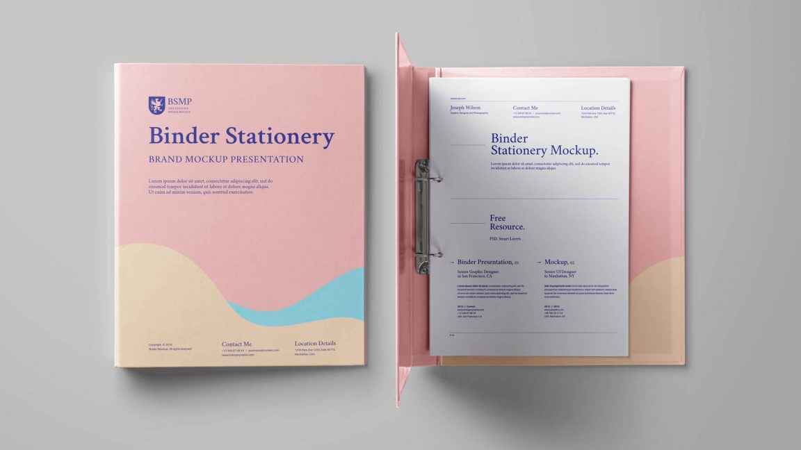 Free Mockup Featuring Two Binders Cover and Spine View - PsFiles