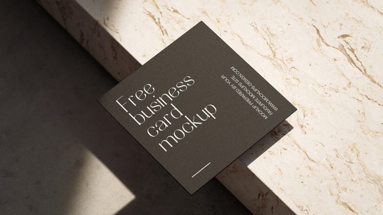 Free Square Card Mockup with Pillow - PsFiles
