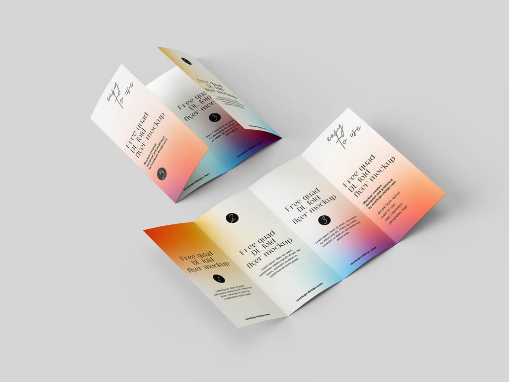 7 Free Quad Fold Brochure Mockup PSD set - PsFiles