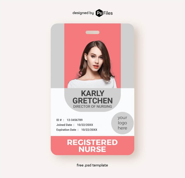 Free Hospital Nurse Identity Card Design PSD Template - PsFiles