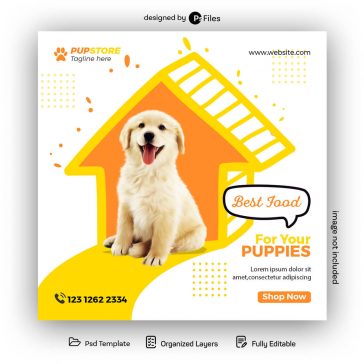 Pet Food and Supplies Free Instagram Post Design Template PSD - PsFiles