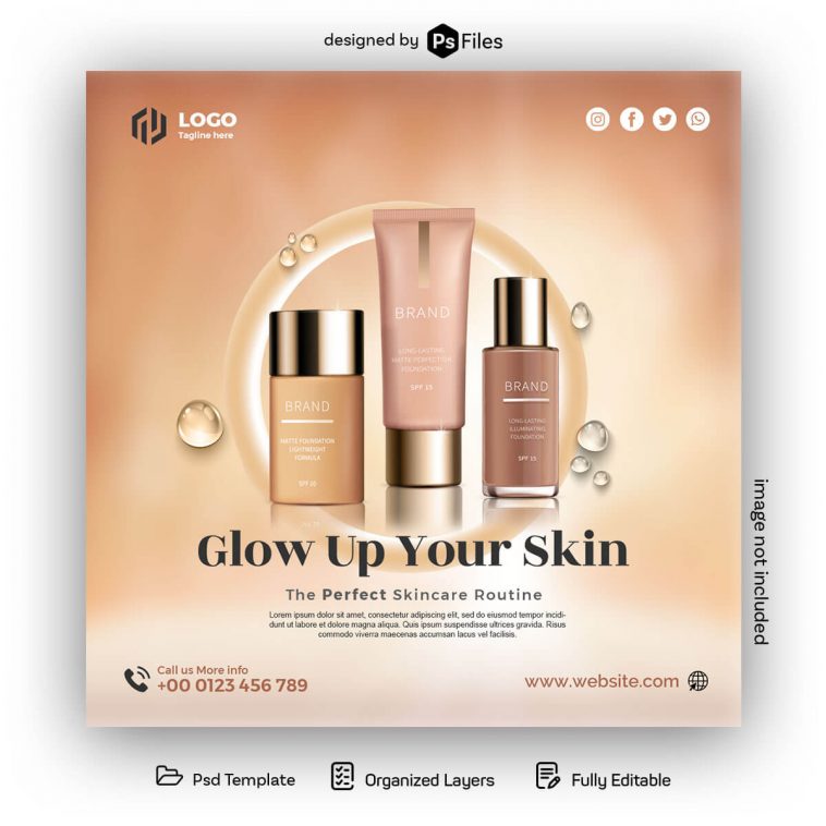 Cosmetic Beauty Products Promotion Post Design Free PSD Template
