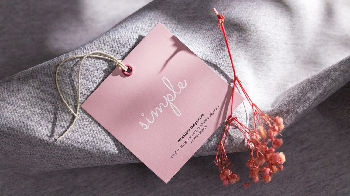 Free Square Clothing Label Hang Tag Mockup Shadow Overlay - PsFiles