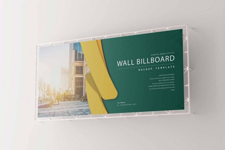 Free Wall Frame Fixed Billboard Mockup PSD - PsFiles