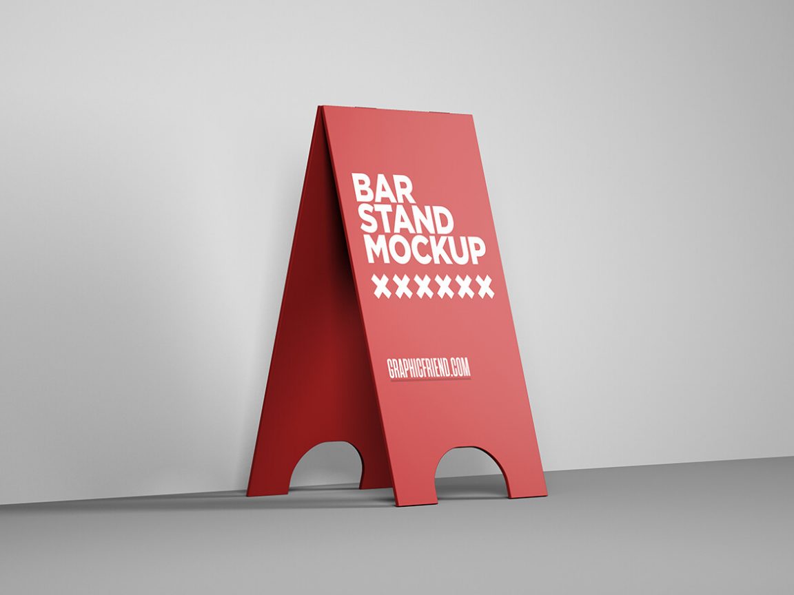 Free Sidewalk Sign A-Stand Mockup PSD - PsFiles