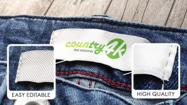 2 Mockups Featuring Outside and Inside Clothing Tags on Jeans - PsFiles