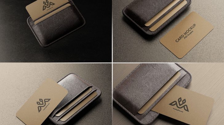 Front View of Small Leather Wallet Mockup Free PSD - PsFiles