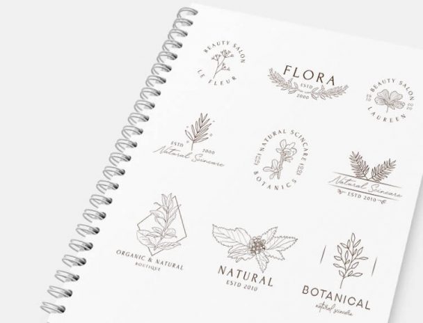 Free Floral Outline logo design Ideas in Vector, PSD template - PsFiles