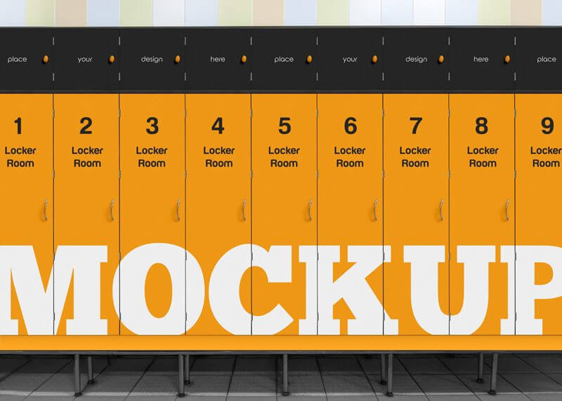 Free Locker Room Storage Cabinet Mockup PSD - PsFiles