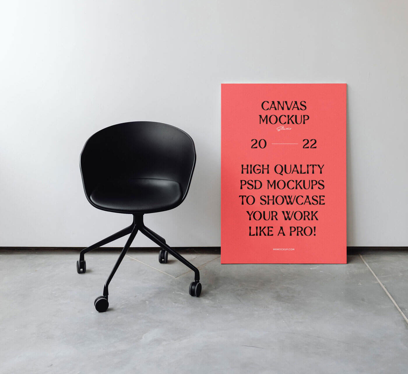 Front View of Canvas Mockup in a Studio - PsFiles